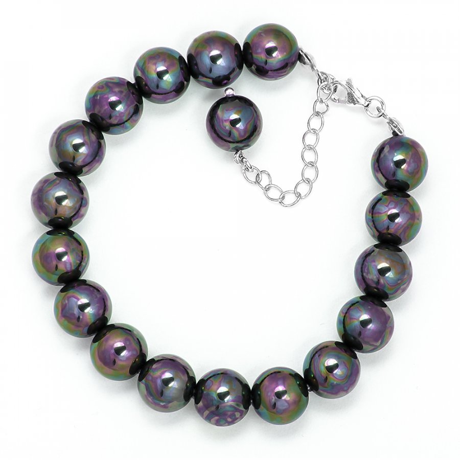 Komplet Srebrny Czarne Perły 925 Grawer | MURRANO