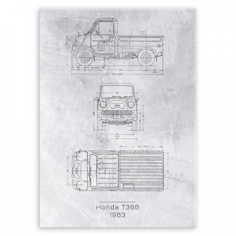 Plakat metalowy Honda T360 Projekt Stone L | MURRANO