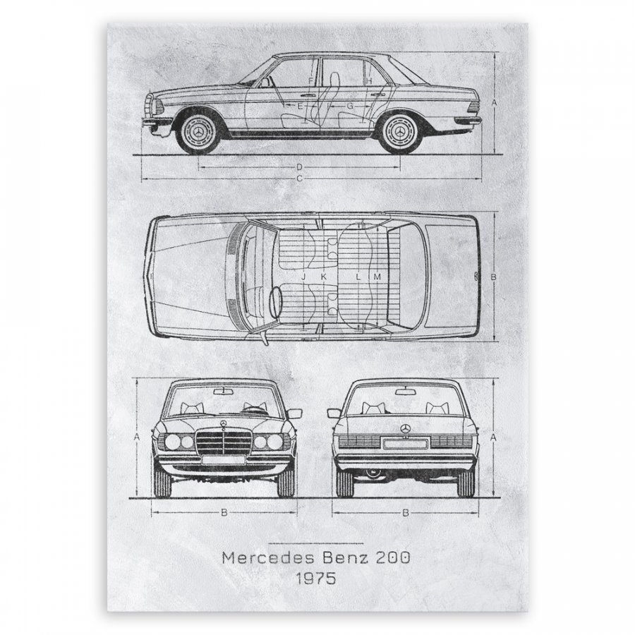 Plakat metalowy Mercedes-Benz 200 Projekt Stone L | MURRANO